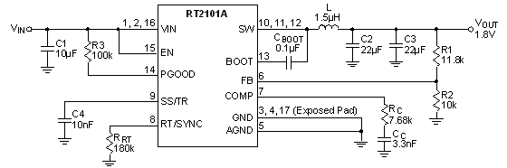 RT2101A - 2.95V to 6V Input, 3A Output, 2MHz, Synchronous Step-Down Converter | Richtek Technology