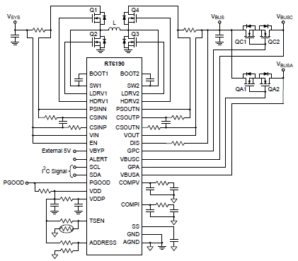 RT6190 - 36V, 4-Switch Bidirectional Buck-Boost Controller with I2C Interface | Richtek Technology