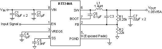 RT7240A - 5A, 18V, 650kHz ACOT® 同步降壓型轉換器 | Richtek Technology
