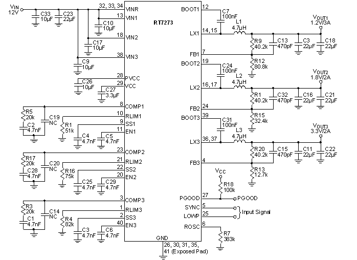RT7273 - 3通道 18V 同步 Buck 转换器 | Richtek Technology