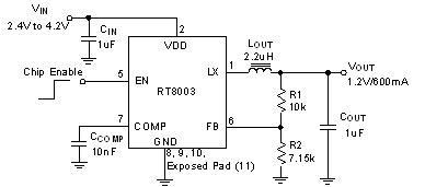 RT8003 - 600mA, 2MHz, High-Efficiency Synchronous Buck PWM Converter | Richtek Technology