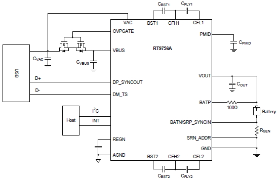 RT9756A - 具有 USB BC1.2 埠檢測和電容分壓、直充能力的單節電池 8A 智能充電 IC | Richtek Technology