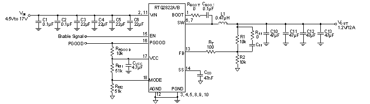 RTQ2822A/RTQ2822B - 12A, 17V, High Efficiency Synchronous Step-Down Converter | Richtek Technology